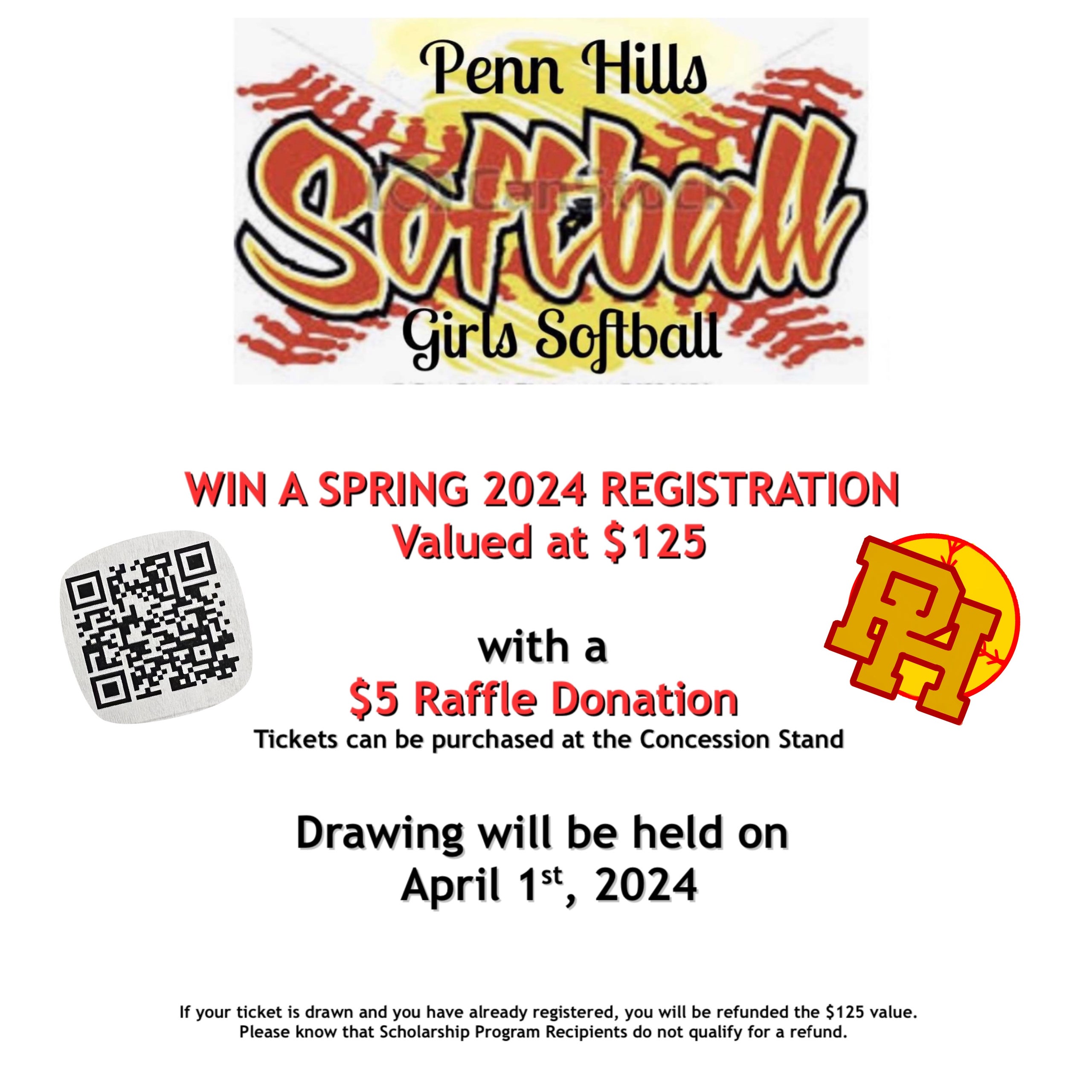 2024 Spring Registration Raffle | Penn Hills Girls Softball Association